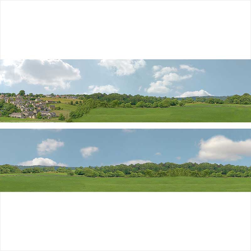 OO Scale | Village Long Backscene - ID202C — Model Railway Scenes