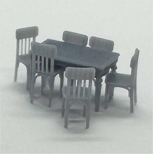 OO Scale | Table and Chairs - Type 2 (7 pieces) — Model Railway Scenes