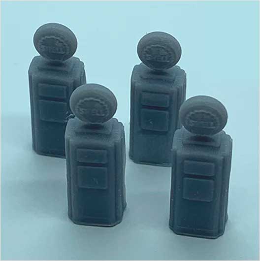 OO Scale | Vintage Shell Petrol Pump (4 pack) — Model Railway Scenes