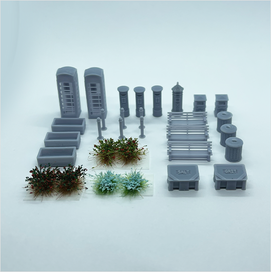 OO Scale | Street Scenes - Pack 1 (31 pieces) — Model Railway Scenes